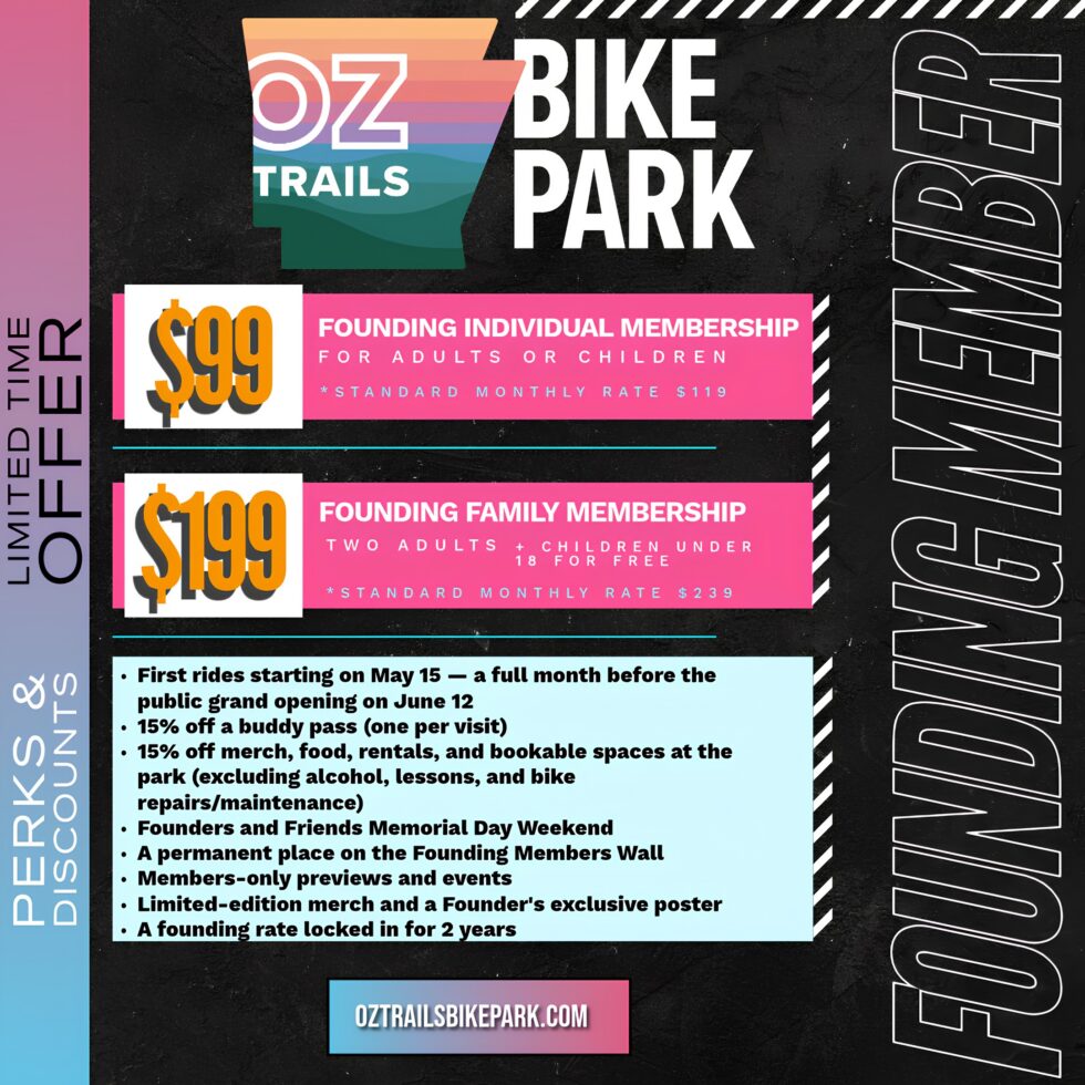 OZ TRAILS BIKE PARK FOUNDING MEMBERSHIP - OZ Trails Northwest Arkansas
